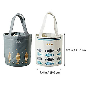 Cabilock 2pcs Lunch Tote Bag Oxford Portable Bento Bags Round Travel Insulated Lunch Cooler Bag Aluminum Foil Lunchbox Container for Picnic Camping School Office
