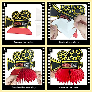 Movie Honeycomb Centerpiece, 8 Pieces Movie Night Birthday Party Decorations, Movie Themed Table Decorations, Movie Party Supplies, Movie Night Centerpieces for Tables, Film Camera Party Supplies