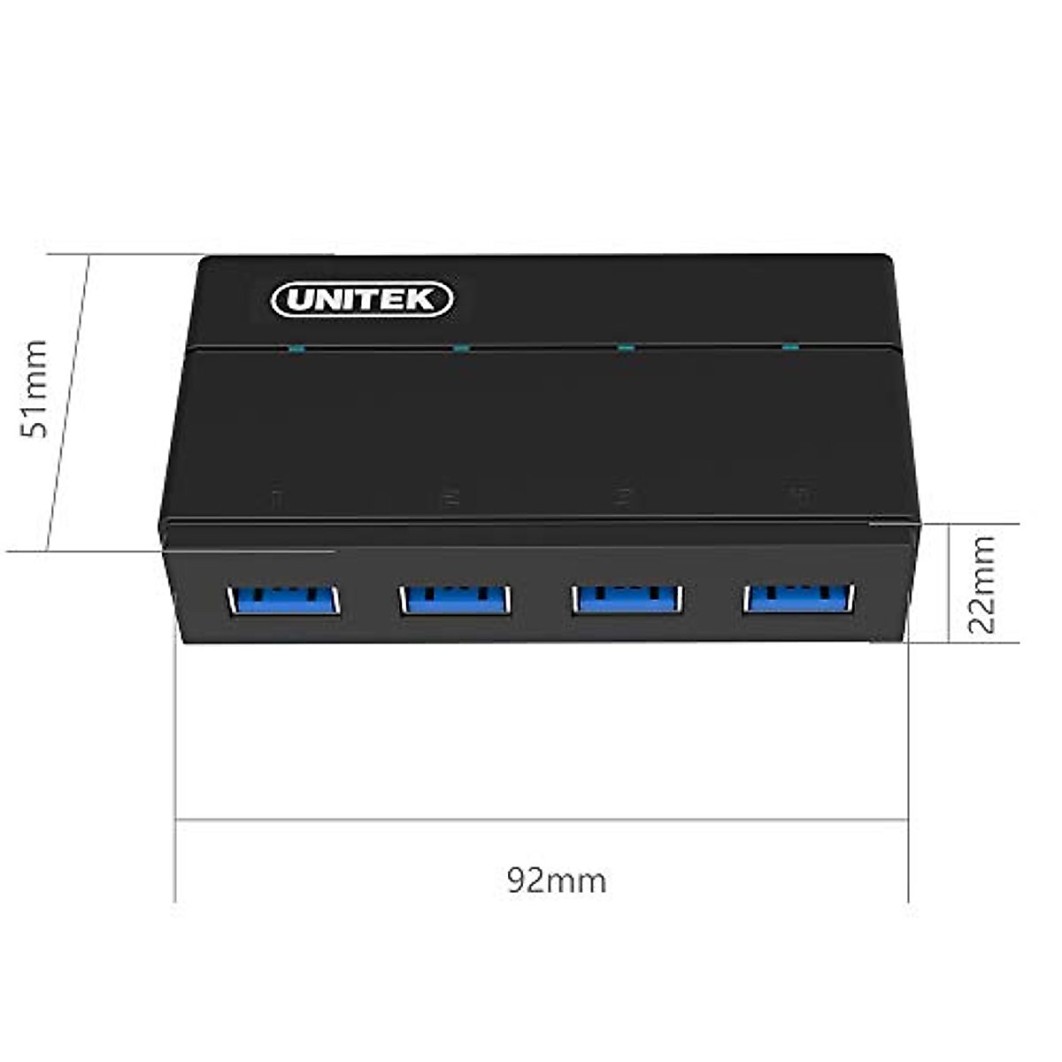 UNITEK Active USB Hub 4 Port 3.0 Gen 1 + Power Supply, SuperSpeed Data Hub Multiport Splitter for PC, Laptop, Keyboard, Mouse, Printer, iOS (Mac) + Windows Compatibility, Plug & Play Black