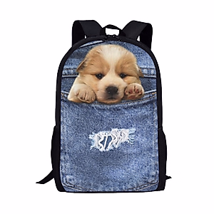 Cozeyat Pet Dog Print Backpack Cute Puppy School Bag Creative Design Bookbag for Kids Boys Girls
