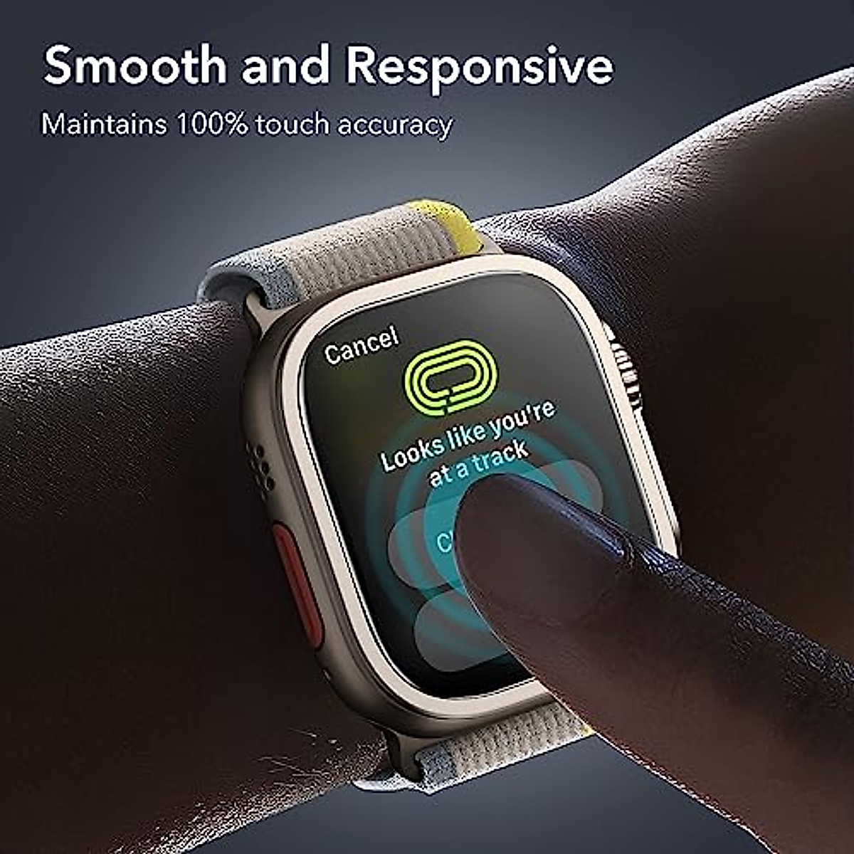 ESR Armorite Screen Protector for Apple Watch Ultra 2/1 (2023/2022, 49 mm), Military Grade Protection, Tempered Glass Protector with Stainless-Steel Frame, Keep Original, Scratch Resistant, 2 Pack
