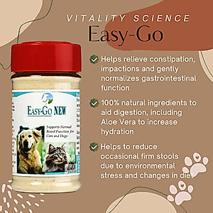 Vitality Science Easy-Go Supplement for Cats and Dogs | Supports Normal Bowel Function | Relieves Constipation | Promotes Healthy Digestive System | Easy to Digest | 100% Natural & Additive Free (50g)