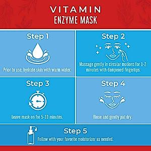 Vitamin Enzyme Mask (Plant Based) by MaryRuth's - 74% Organic Ingredients, Vitamins & Glycolic Acid gently remove dead skin cells to allow new skin tissue to emerge 4oz For Men & Women
