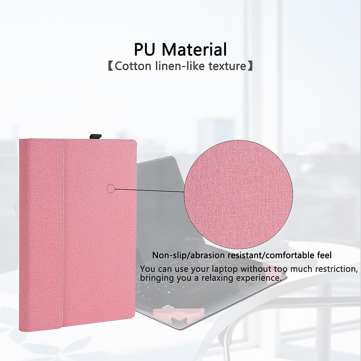 Cover Case for HP Envy x360 2-in-1 Laptop 14-FA 14z-FA & 14-fc 14t-fc &for HP Spectre x360 14-EU 14t-EU,PU Leather Protective Sleeve with Foldable Cooling Bracket (Pink)