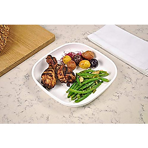 Re Play Made in USA 9" Heavy Duty Dining Plates | Virtually Indestructible Eco Friendly Recycled Polypropylene Plastic |BPA Free| Dishwasher Safe|Perfect For On The Go or At Home Dining| White (4pk)