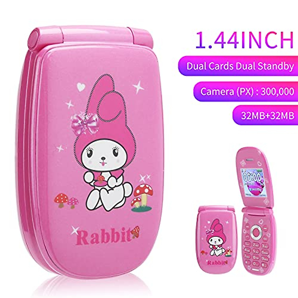 Dpofirs Portable Cute Flip Mobile Phone, Smallest Mobile Phone Toy for Kids Toddlers Students, 1.44in Mini Cell Phone, Mini Phone Gifts for Kids(Pink)