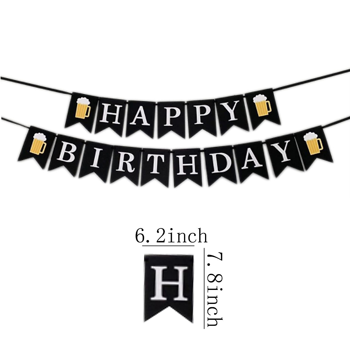 Black Happy Birthday Banner Beer Birthday Decorations Versatile Swallowtail Bunting Flag Garland