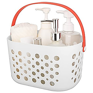Portable Shower Caddy Basket with Handle Plastic Storage Tote Cleaning Supplies Organizer Bin for Bathroom Kitchen Dorm Room Bedroom, White