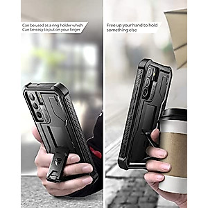 Dexnor for Samsung Galaxy S22 Plus Case, [Built in Screen Protector and Kickstand] Heavy Duty Military Grade Protection Shockproof Protective Cover for Samsung Galaxy S22 Plus 5G,Black