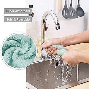 20 Pack Kitchen Dish Cloths, Super Absorbent Microfiber Cleaning Cloth for Cleaning Dishes, Kitchen, Bathroom, Car (Grey & Green)