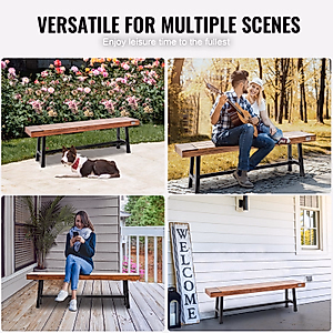 VEVOR Wood Outdoor Bench, 3-Person Garden Bench, 500 lbs Load Capacity,Weatherproof Never Rot Patio Bench for Garden, Park, Yard, Front Porch-63