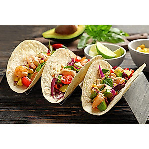 Food Grade Stainless Steel Taco Holders with Handles | Taco Shells Holder Set of 4 | Each Taco Stand Holds Up To 3 Tortillas| Taco Rack Dishwasher Oven Grill Safe| Taco Plates for Home and Restaurant