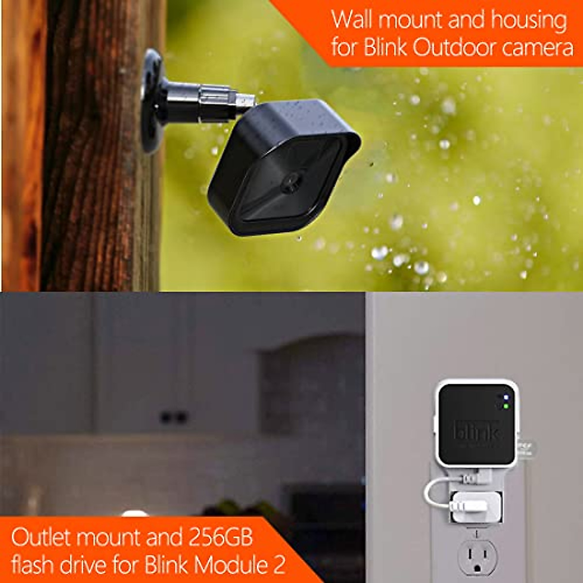 256GB Blink USB Flash Drive and Blink Outdoor Camera Mount, 3 Pack Camera Housing and 360° Adjustable Mounting Bracket with Blink Sync Module 2 Mount(Blink Camera and Module are Not Included)