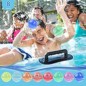 【8-pack】Reusable Water Balloons Fast Refillable for Kids Outdoor Activities, Kids Pool Beach Bath Toys, Magnetic Self-Sealing Water Bomb Quick Fill for Summer Games