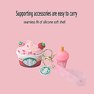 Airpod 3 Generation Case, (2022) New Type Drink Cup Cute Funny Skin, Shockproof Protection Kawaii Soft Silicone Keychain Airpod Cover for Airpod 3 Case (Strawberry Pink)