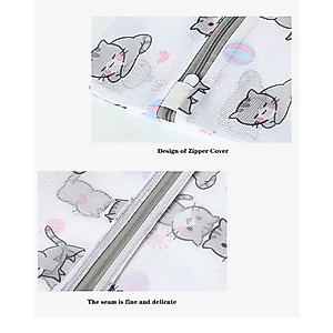 Xducom Mesh Laundry Bags,Set of 5 Delicate Laundry Bag for Washing Machine,Clothing Washing Bags with cat Prints,Garment Bags for Laundry,Lingerie Bag,Travel Storage Organize Bag (5 SET, CAT)