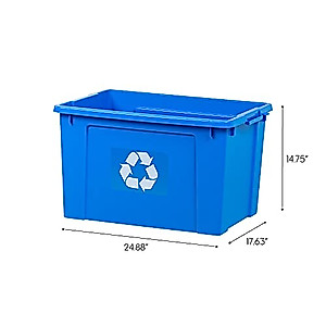 IRIS USA 18 Gallon / 72 Quart Plastic Recycle Bins for Home, Commercial, Indoor, Outdoor, Garage, Blue, 4 Pack