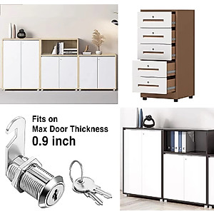 Sartatue Cabinet Cam Locks Keyed Alike, 1-1/8'' Fits on 7/8'' Max Door Thickness, Secure File Drawer Mailbox RV Storage Replacement Set, Zinc Alloy (1-1/8 Inch 2Pcs)