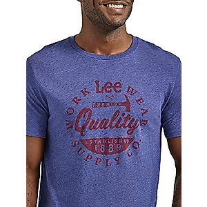 Lee Men's Short Sleeve Graphic T-Shirt, Anthem Blue Heather Quality Workwear