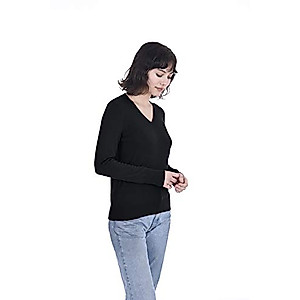 Cashmeren Women’s Basic V-Neck Sweater 100% Pure Cashmere Long Sleeve Classic Pullover (Black, XX-Large)