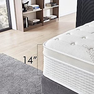 California King Size Mattress - 14 Inch Cool Memory Foam & Spring Hybrid Mattress with Breathable Cover - Comfort Plush Euro Pillow Top - Rolled in a Box - Oliver & Smith