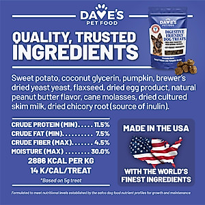 Dave's Pet Food Sweet Potato & Pumpkin Dog Treats for Sensitive Stomachs, Semi-Moist Soft & Digestive Friendly, Made in USA, Senior, Small & Large Dogs, Gut Health (1 Pack)