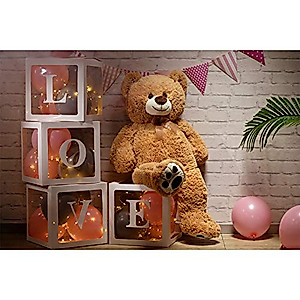 HollyHOME Teddy Bear Stuffed Animal Plush Giant Teddy Bears with Footprints Big Bear 36 inch Tan