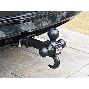 TOPTOW 64181 Trailer Receiver Hitch Tri Ball Mount with Hook Black Balls Fits for 2 inch Receiver