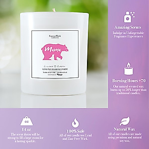 Mama Bear Surprise Candle with Diamond Inside | Foreverwick Candles | Scented Soy Candles Gifts for Women Anniversary Candle Wax | Mom Candles All-Natural Organic Soy Candle 14oz | 70h