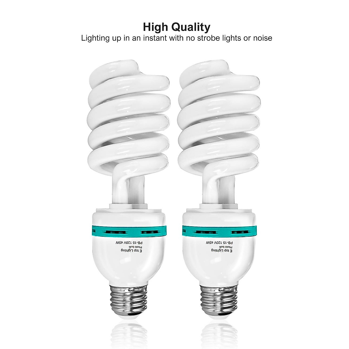 LimoStudio [4 Pack] 45W Pure White Neutral Daylight CFL Light Bulb, 5500K 2300Lumen, Compact Fluorescent Full Spectrum Photo Lighting, Photography, Video, Streaming, High Energy Efficiency, AGG874