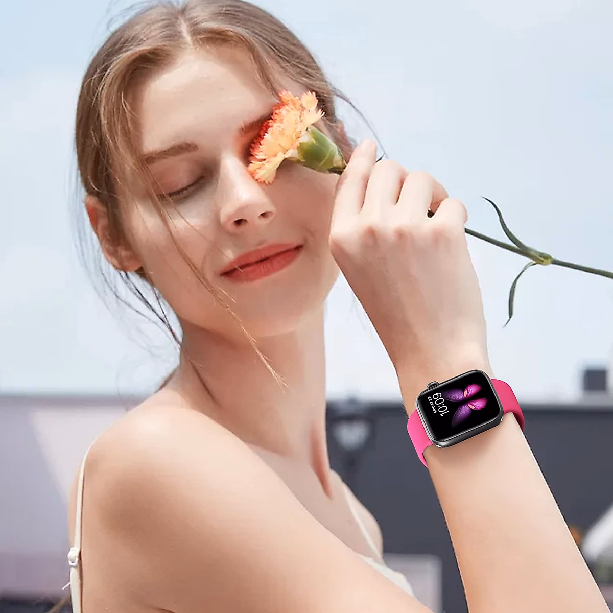 Tighesen Sport Bands Compatible with Apple Watch Band Ultra 2/Ultra SE Series 10/9/8/7/6/5/4/3/2/1 38mm 40mm 41mm 42mm 44mm 45mm 46mm 49mm S/M M/L for Women/Men Silicone iWatch Band