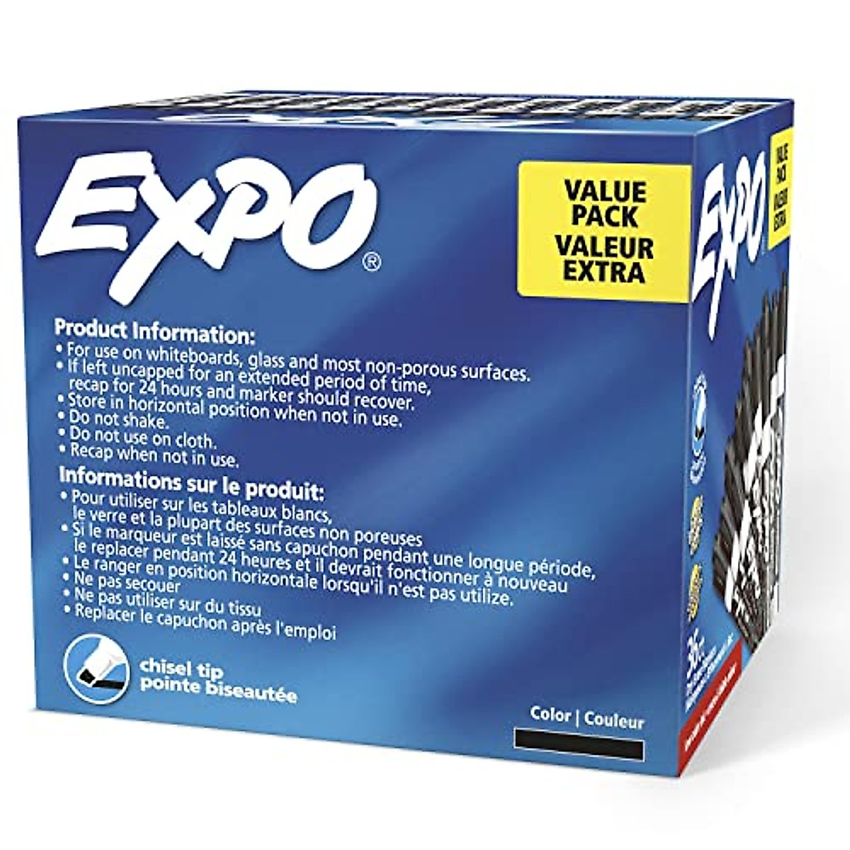 EXPO Low Odor Dry Erase Markers, Chisel Tip, Black, 36 Count
