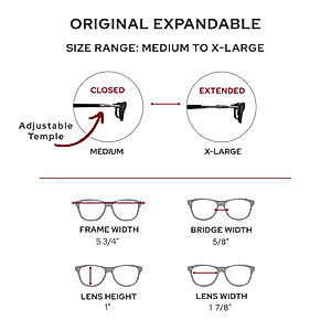 Clic Magnetic Reading Glasses (Expandable), Adjustable Temple Computer Readers, Original Expandable, (Black, 2.50 Magnification)