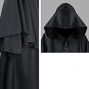 JDHUFEI Mens Long Cardigan Fashion Halloween Hooded Cloak Ruffle Shawl Collar Open Front Draped Cape Gothic Cosplay Costume