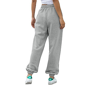 Sweatpants for Teen Girls,Women's High Waisted Joggers Summer Workout Baggy Yoga Pants Cinch Bottom Trousers (Grey#2, S)