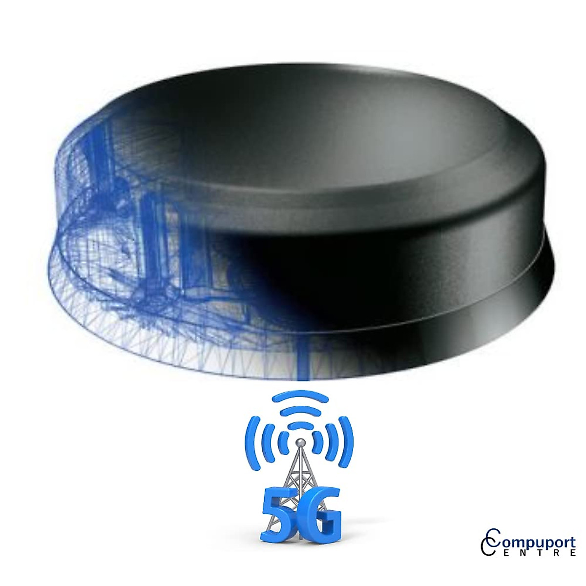 CompuPort MIMO 5G LTE Puck Antenna Freq: 2X 698-960/1710-3800MHz with Dual-Diversity 3' SMA Male Cables, Compatible with Sierra Airlink, Teltonika, Microhard, Digi, Cradlepoint or Any SMA LTE modems.