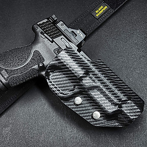 Black Scorpion Outdoor Gear Pro Competition Holster OWB Kydex fits Smith and Wesson MP9, MP40 M2.0 5'' 3GUN, IPSC, USPSA Approved, Adjustable in All Angles and Retention (Carbon Fiber)