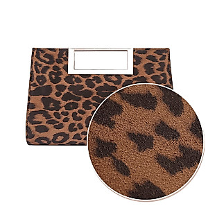 WALLYN'S Clutch Purse for Women Evening Party Metal Grip Cut it out Handbag with Shoulder Chain Strap, Leopard, Large