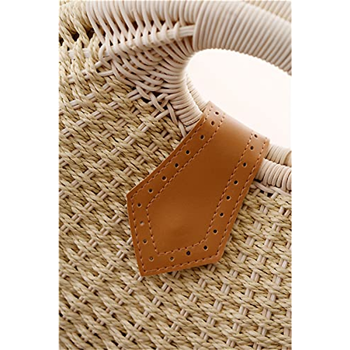 Women's Shell Shape Straw Bag Rattan Beach Tote Summer Straw Tote Bag (Brown,One Size)