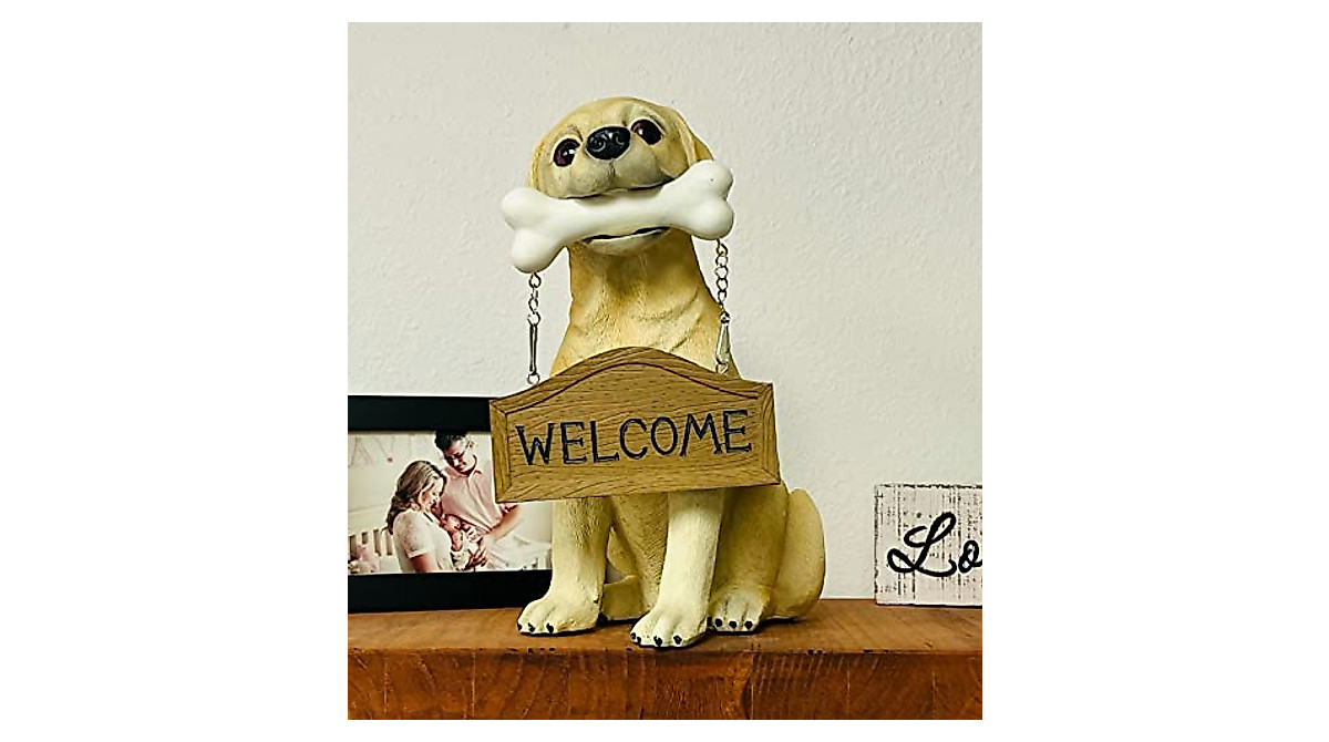 Nature's Mark Labrador Retriever Puppy Statue with Reversible Sign