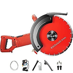 VEVOR 12" Electric Concrete Saw, 1800W Concrete Cutter 15Amp Cut-off Saw, Wet/Dry Corded Circular Saw with 12" Blade and Attachments, 4" Cut Depth Masonry Saw for Granite, Brick, Porcelain