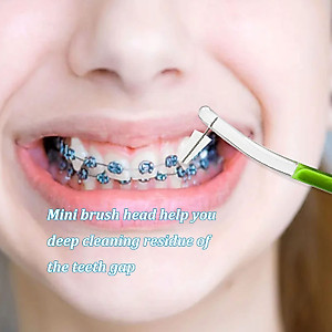 Orthodontic Toothbrush Double Ended Ortho Toothbrush V-Trim Brush and Interspace Brush for Ortho Brace Teeth Cleaning, 5 Pcs