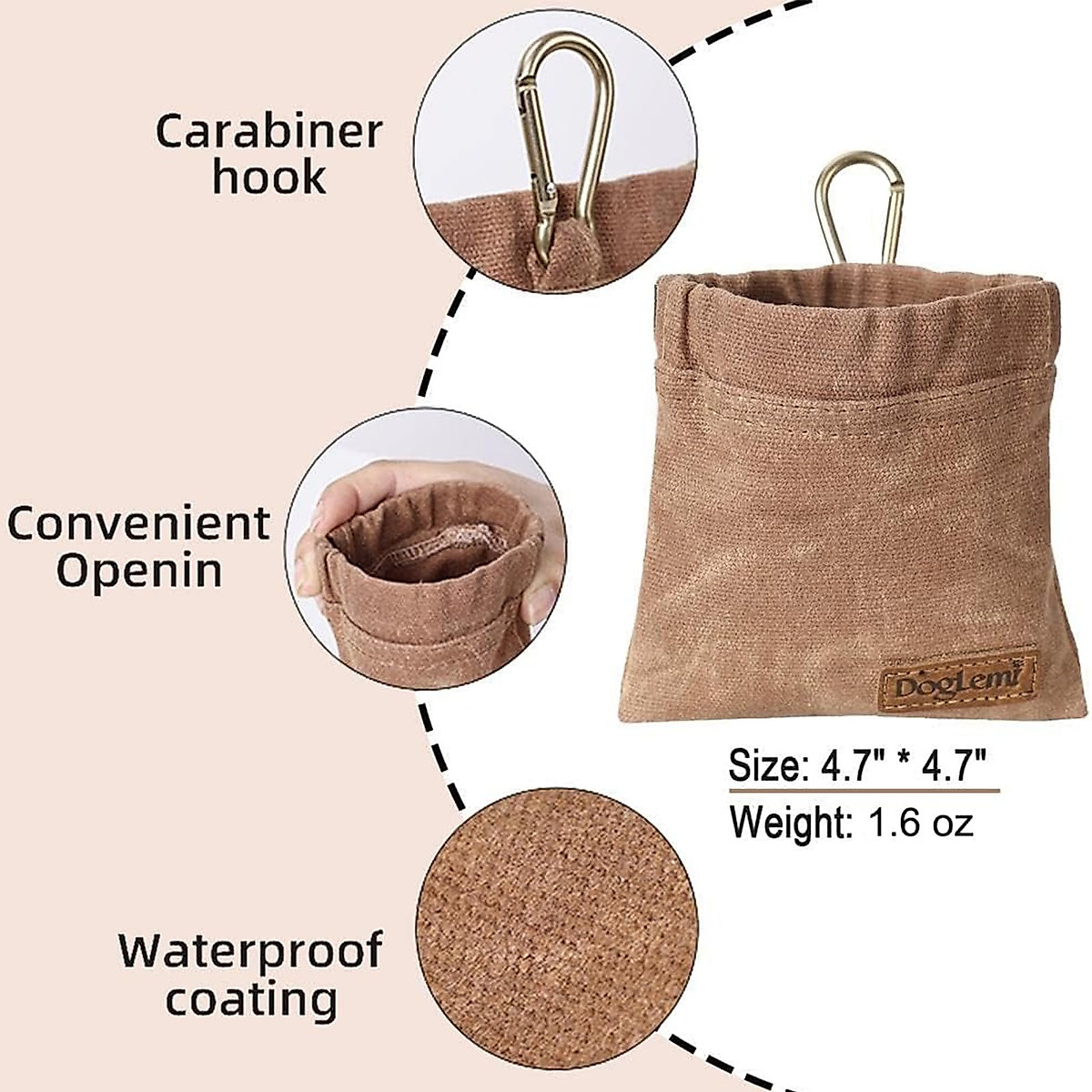 Duuclume Dog Training Kit,Puppy Dog Treat Pouch Bag with Dog Clicker and Silent Whistle with Lanyard,Hands-Free Training Dog Treat Pouch,Includes Carabiner,for Pet Puppy Travel or Outdoor Use(Green)