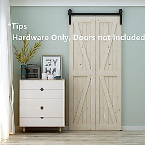 LTIYITL 4FT Bi-Folding Sliding Barn Door Hardware,Smoothly and Quietly-Heavy Duty -Simple and Easy to Install for 2 Doors Hardware Kit,Basic J[No Door ]