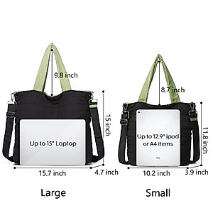 Hsitandy Tote Bag for Women, Crossbody Bags Purses for Women Crossbody Bag Quilted Tote Shoulder Bag Fashion Travel Handbag with Zipper Large Black/Viridity