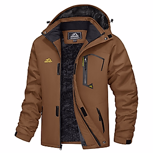 MAGCOMSEN Winter Coats For Men Jacket Ski Warm Snowboard Tactical Jackets Work Snow Waterproof Brown X-Large