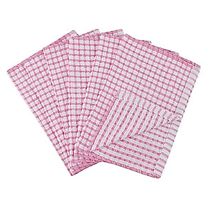 uxcell Cotton Terry Small Kitchen Dish Cloth, Absorbent and Quick Drying Cleaning Dish Rags, 15 x 10.5 Inches, Pack of 6, Pink