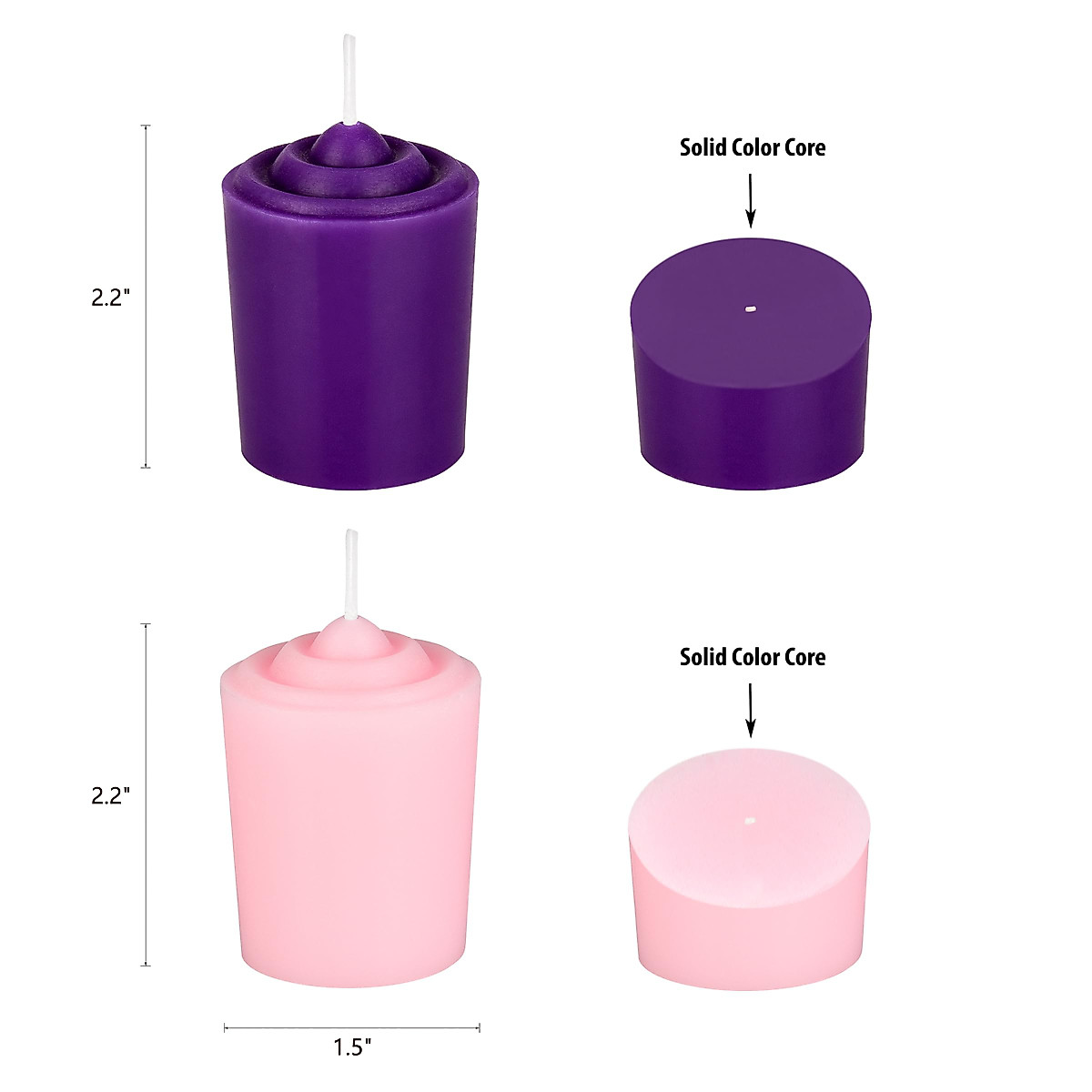 Mega Candles 4 pcs Unscented Christmas Advent Candles Set, Hand Poured Premium Wax Votive Candle 15 Hours 1.5 Inch x 2.25 Inch, Holidays, Celebrations, Devotional, Church, Wreath, Party, Gifts