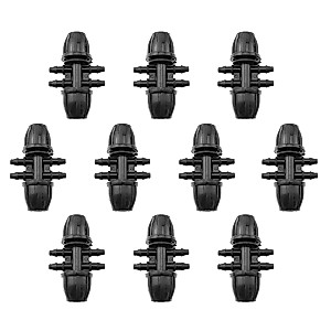 ZRM&E 10pcs Barbed Tee 1/2inch to 1/4inch Irrigation Tube (fits 13mm ID/ 4mm ID) Garden Irrigation Water Adapter 6-Ways