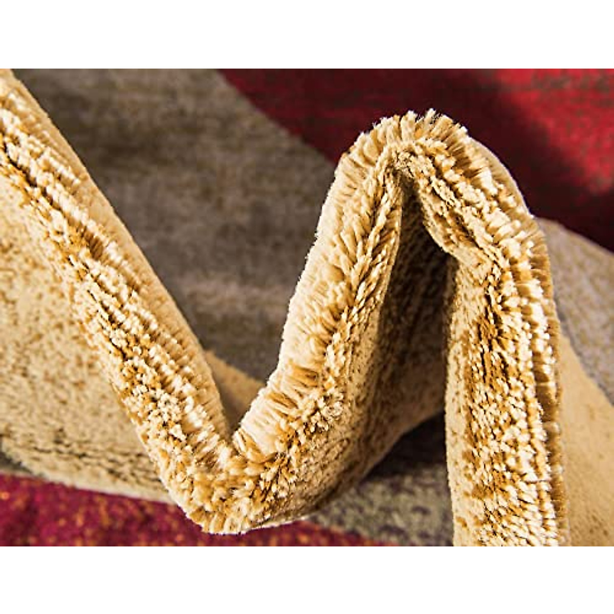 Unique Loom Barista Collection Modern, Abstract, Waves, Urban, Rustic, Warm Colors Area Rug, 8 ft x 10 ft, Beige/Burgundy